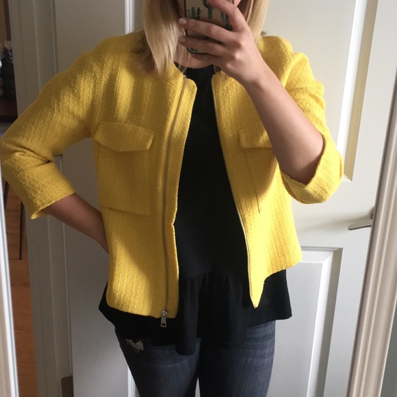 H&M | Jackets & Coats | Nwt Hm Yellow Tweed Jacket | Poshmark